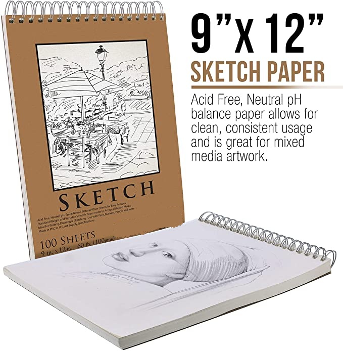 9x12" Premium Hardback Painting Sketch Book Drawing Spiral Bound Sketch ...